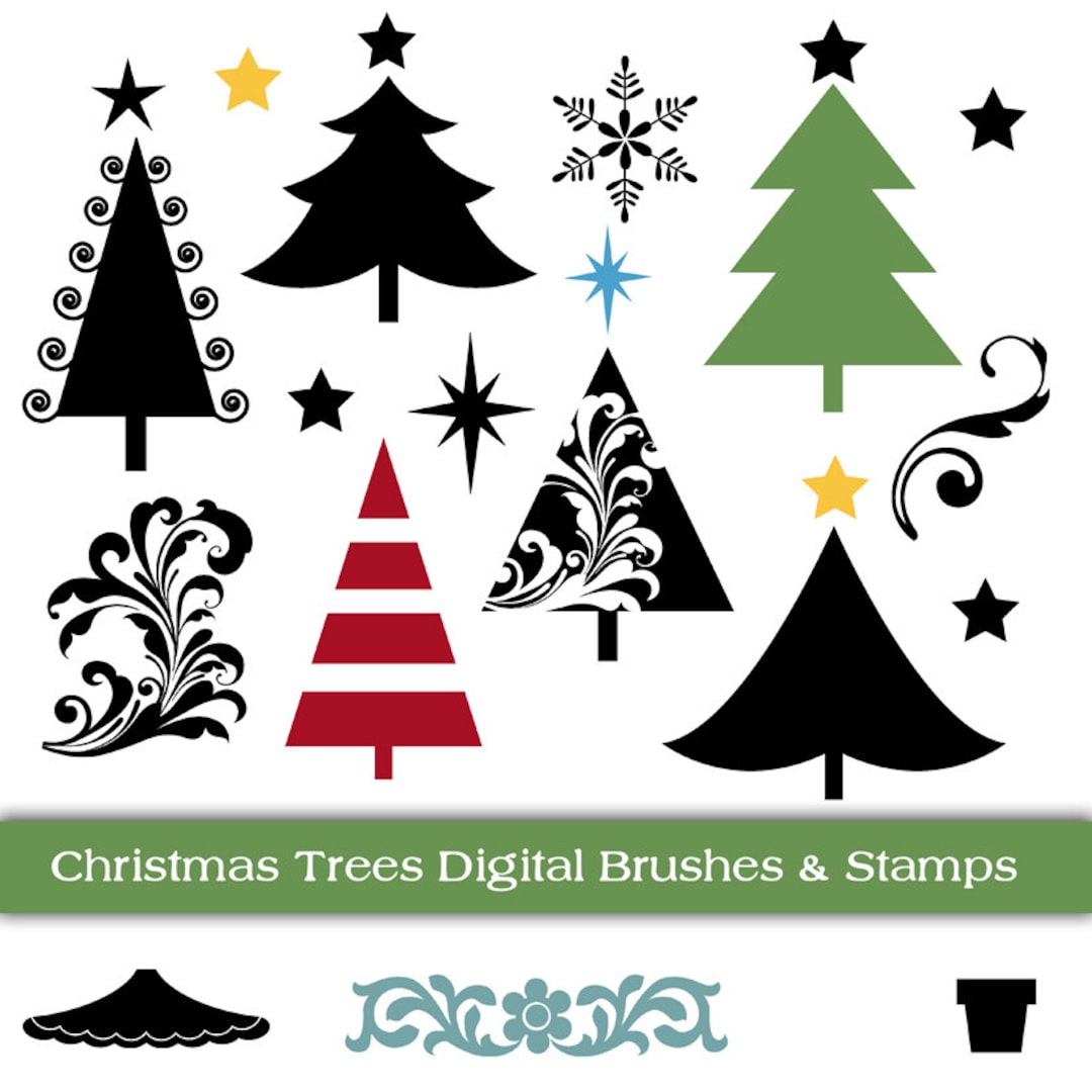 Christmas Trees Digital Clipart. Instant Download. Christmas Elements ...