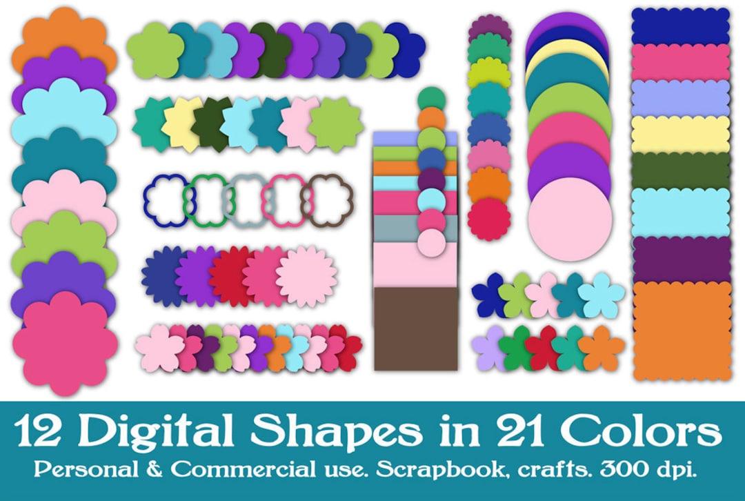 Digital Clip Art Shapes. Instant Download, 21 Colors. Same Colors Ship ...