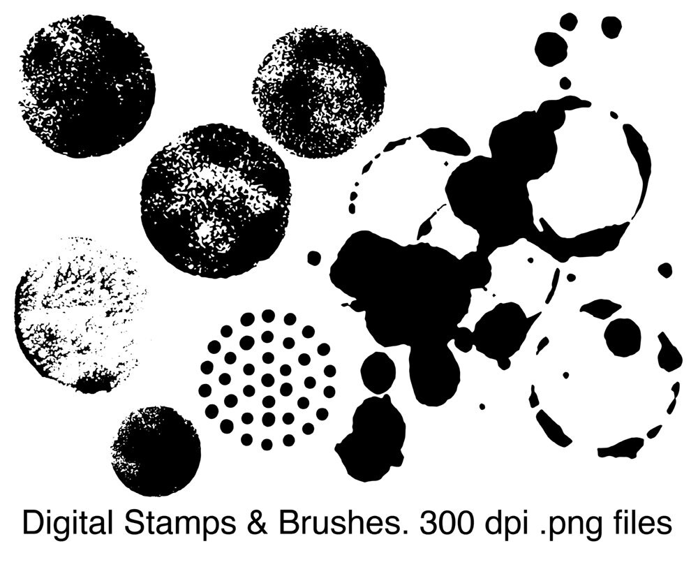 Digital Hand Painted Circle Stamps. Digital Stamps. Digital Brushes ...