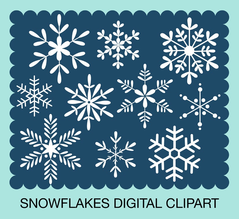 Christmas Digital Clipart. Snowflake Clip Art. Photoshop Brushes ...