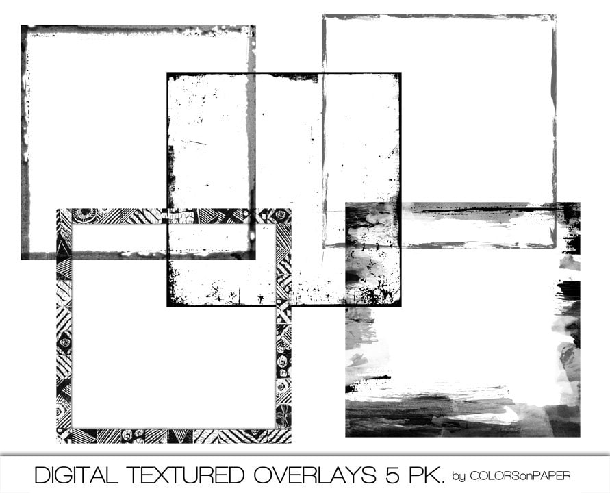 Textured Digital Overlays. Five Different Designs. 12x12 Png Files ...