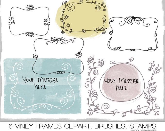 Digital Doodle Frames & Borders. Digital Clipart. Clipart Frames. Hand ...