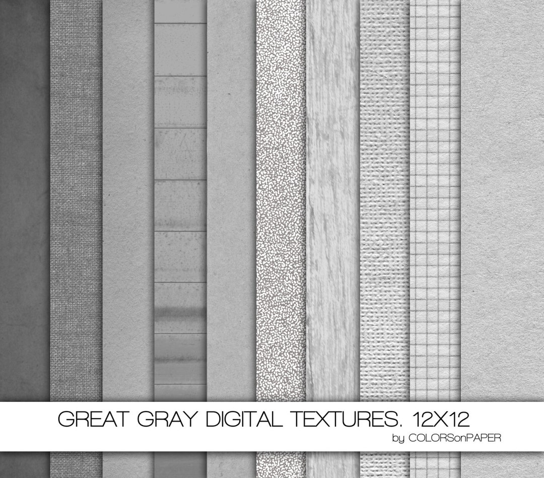 Great Grays Textured Digital Paper Pack. 12x12. Ten Assorted Textures ...
