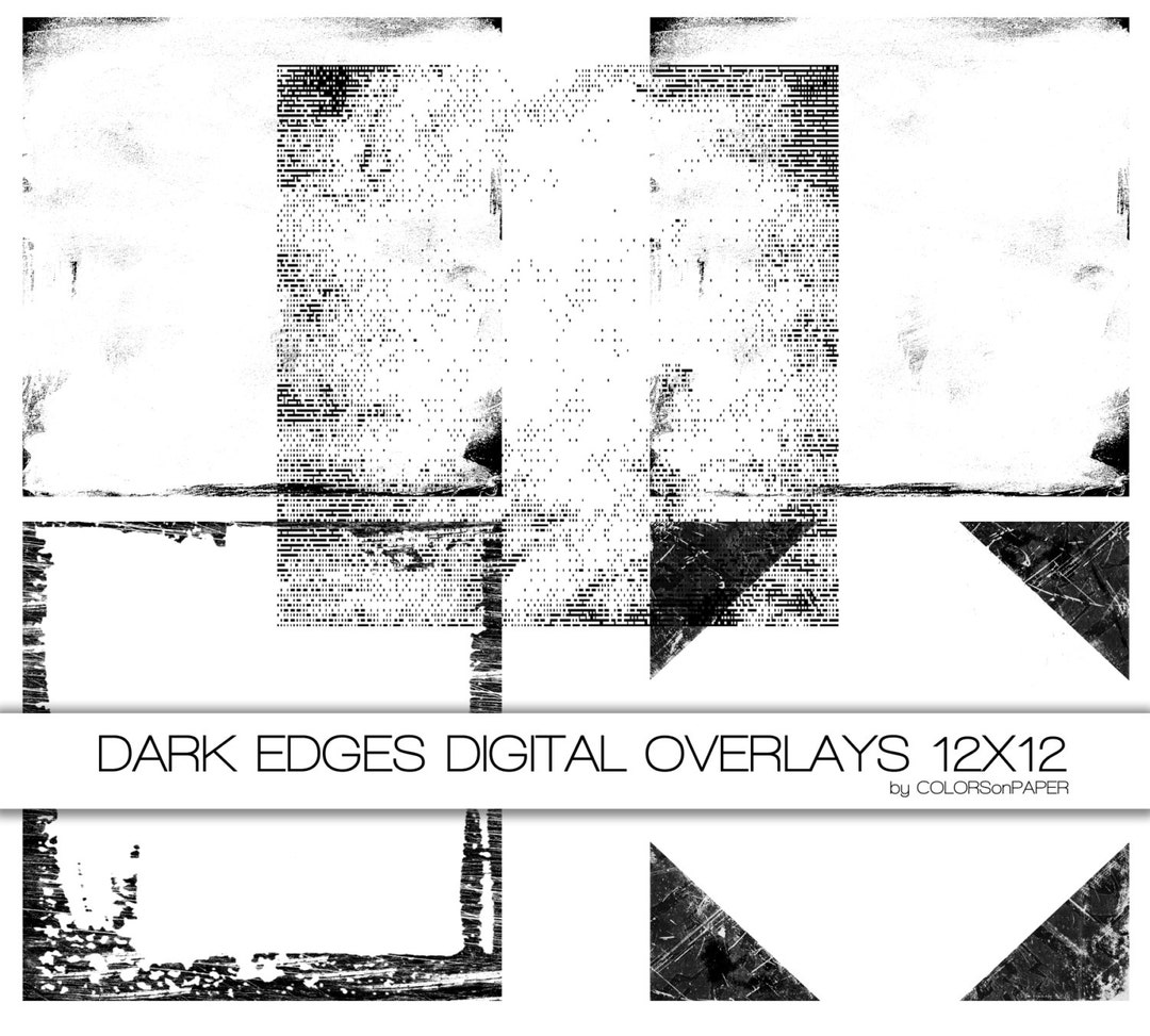 Dark Edges Digital Overlays. Grunge Textures. 12x12. Digital Scrapbook ...