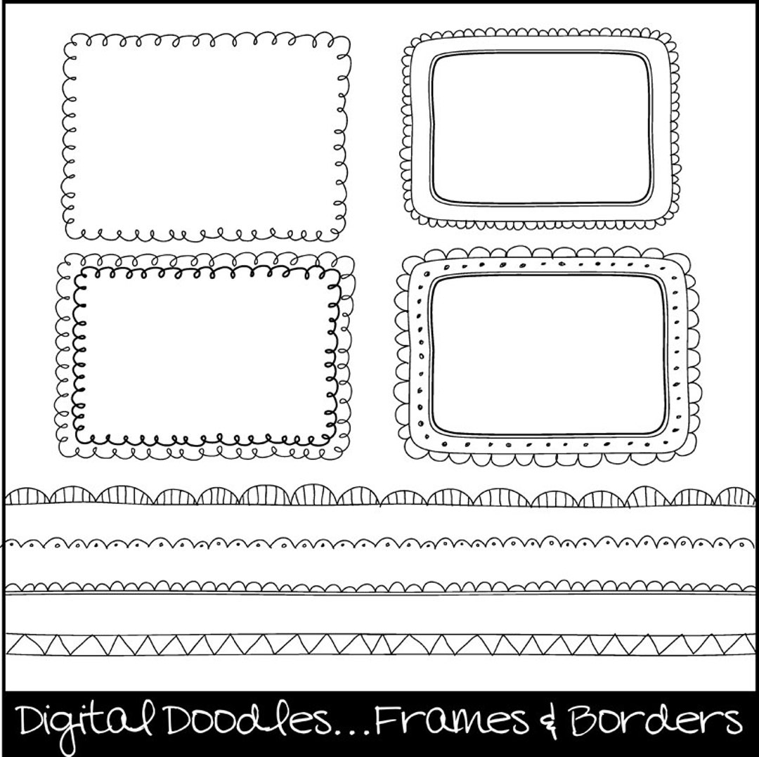 Digital Doodle Frames & Borders. Digital Clipart. Clipart Frames. Hand ...