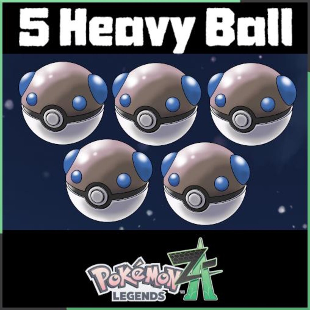 5 Heavy Ball Bundle Apricorn Pokemon Balls Pokémon Legends: Z-A ...