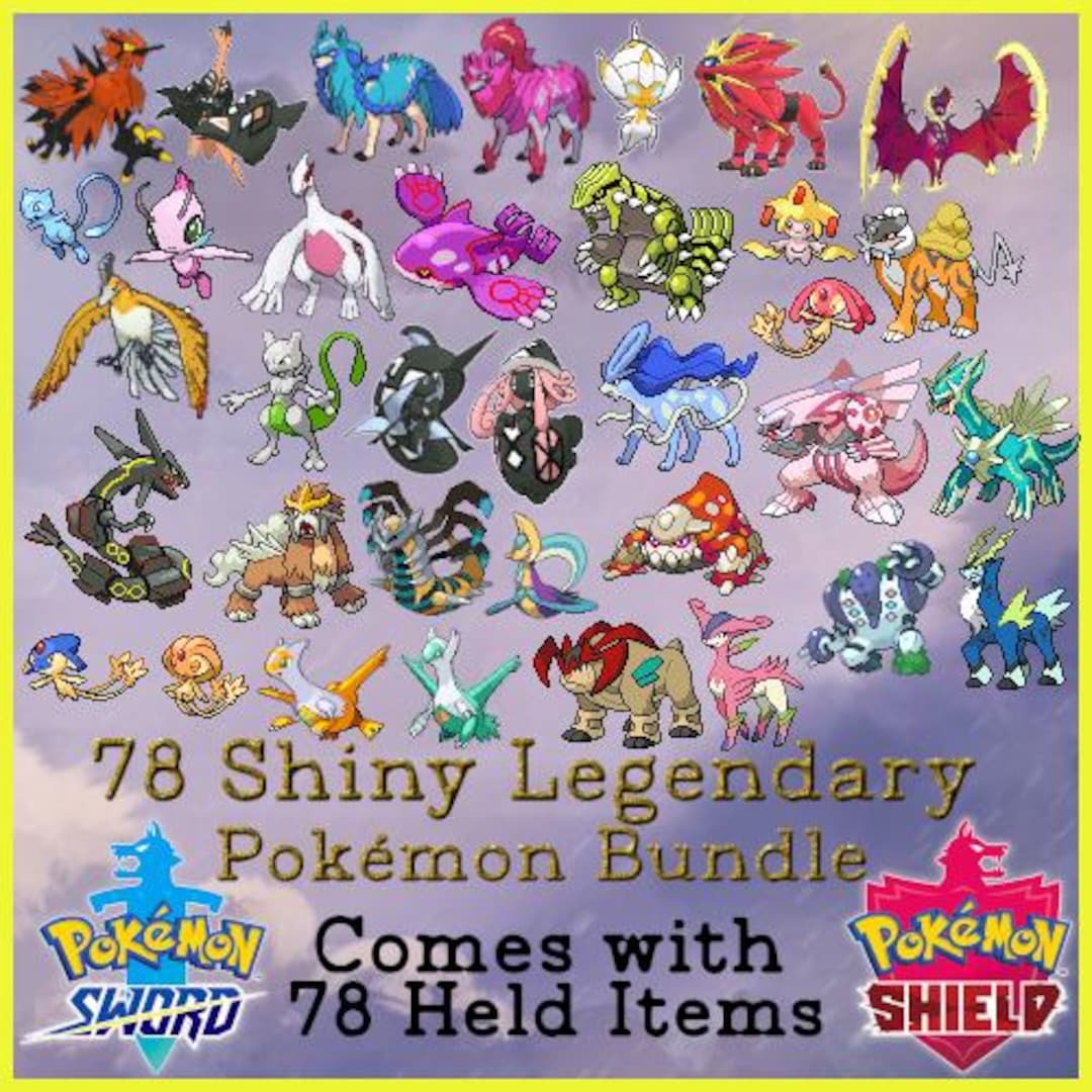 78 Shiny Legendary Pokemon Bundle 6IV Legendaries Sword & Shield From ...