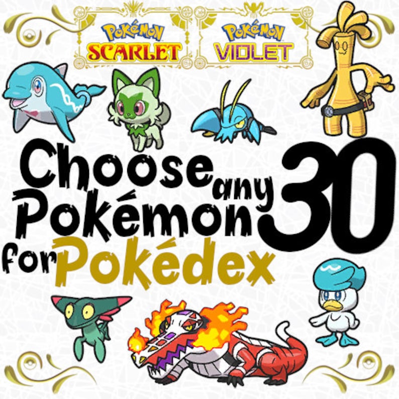 Pokédex Choose Any 30 Pokémon Complete Pokedex Shiny Charm Pokemon ...