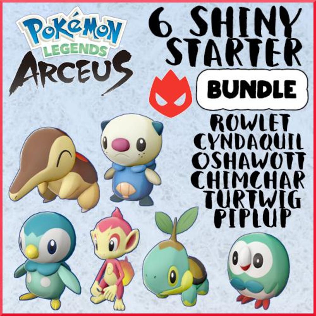 Shiny Alpha Starter Pokémon Bundle Rowlet Cyndaquil Oshawott Max Effort ...