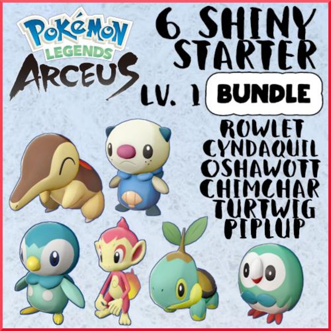 Shiny Lv. 1 Starter Pokémon Bundle Rowlet Cyndaquil Oshawott Max Effort ...