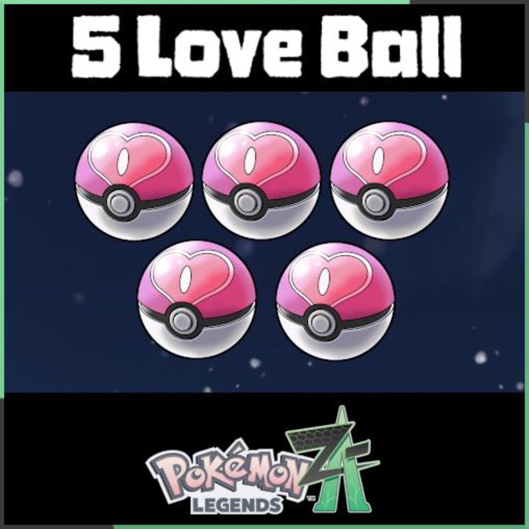 5 Love Ball Bundle Pokemon Item Apriballs Pokémon Legends Z-A Apricorn ...