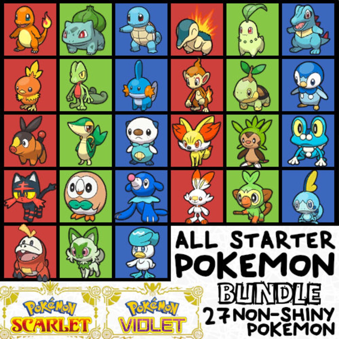 27 Non-shiny Starter Pokémon Bundle 6IV All Starters Pokemon Scarlet ...