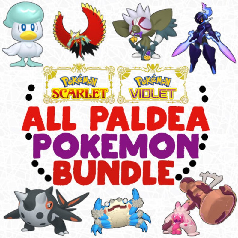 All Paldea 120 Shiny Pokemon Bundle New Gen 9 Paldean Pokedex Generation Complete Pokémon ...