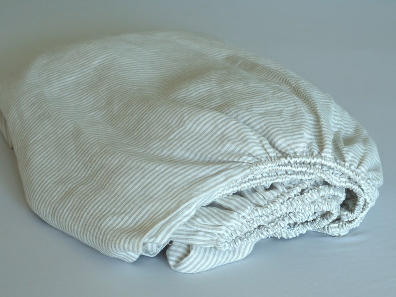 Organic Linen Fitted Sheet 100% Baltic Flax Natural Cooling Bed Sheet ...