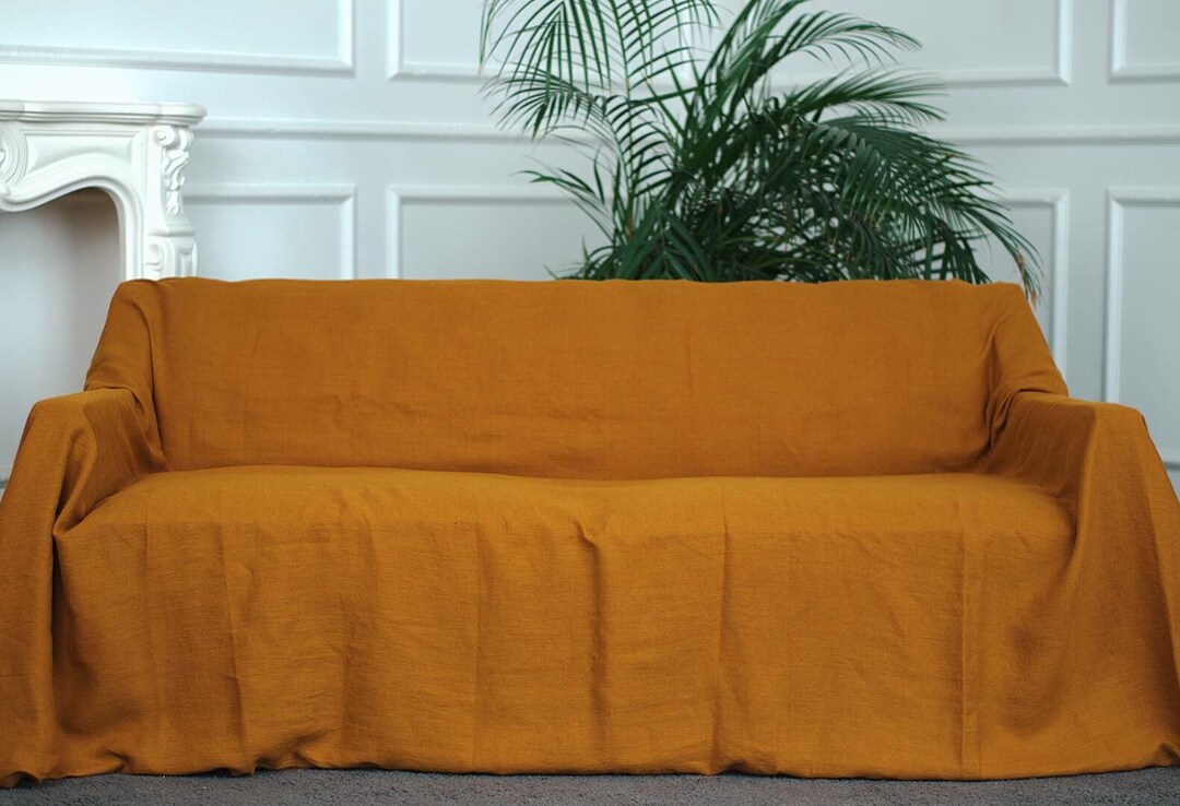 Linen Sofa Cover Linen Drop Cloth Couch Cover , Large Linen Sectional ...
