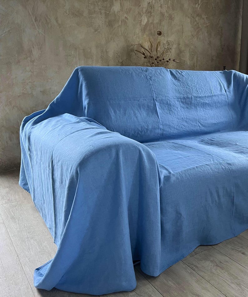 Linen Sofa Cover Linen Drop Cloth Couch Cover , Large Linen Sectional ...