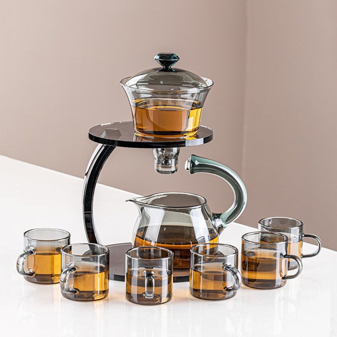 Smoked Ash Glass Semi-automatic Tea Set Glass Kung Fu Tea Set Creative ...
