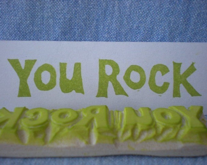 You Rock Rubber Stamp, Hand Carved Rubber Stamp, Handmade Rubber Stamp ...