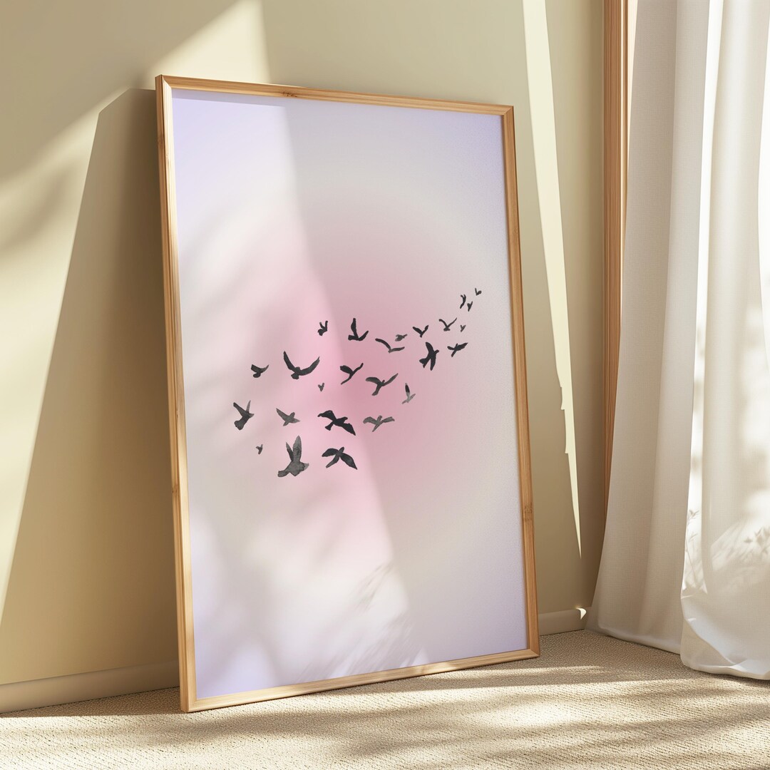 Flock of Birds Printable Wall Art, Birds in Flight Artwork, Modern ...