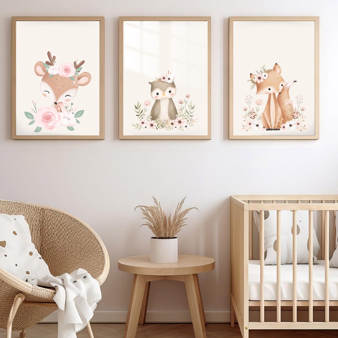 Woodland Animals Nursery Decoration, Forest Animal Nursery Decor, Set ...