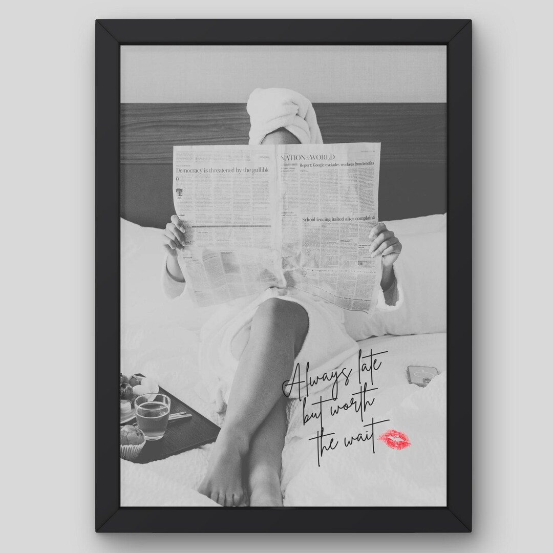 Girl Reading Newspaper Poster, Newspaper Wall Art, Woman Reading Art ...