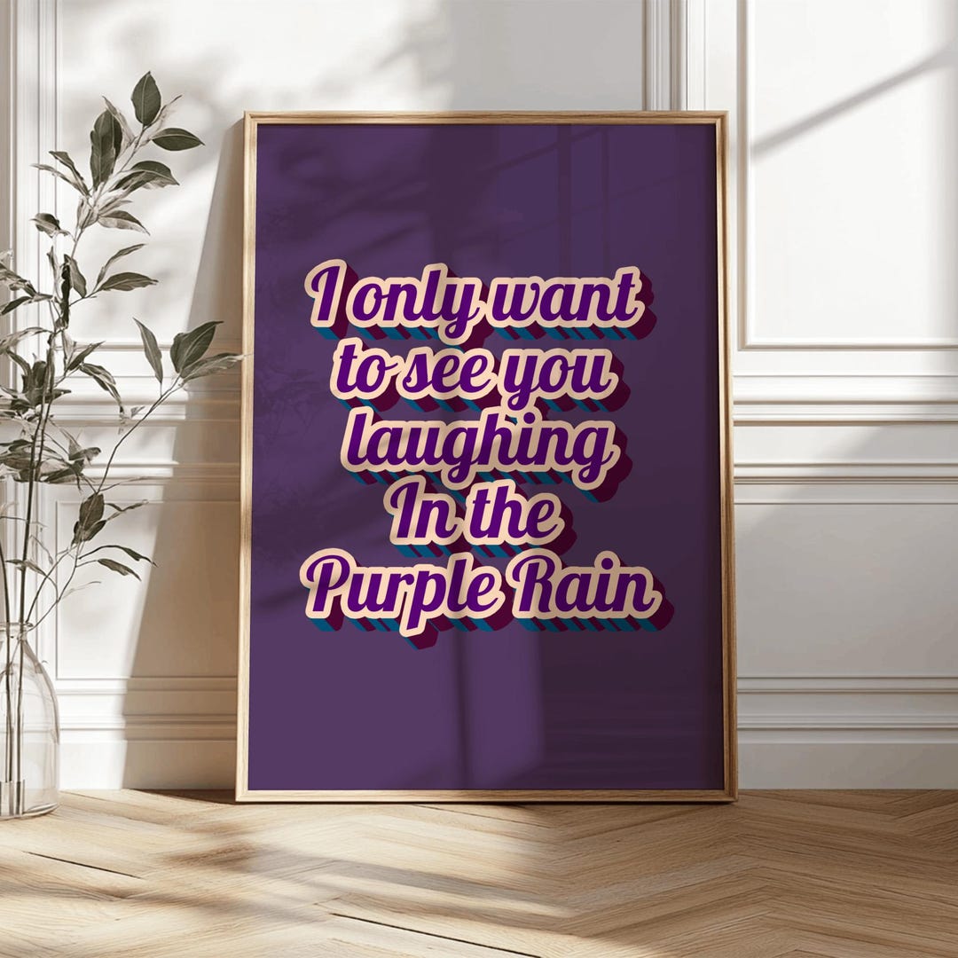Song Lyrics Poster, Purple Rain, Gift for Music Lovers, Retro Music ...