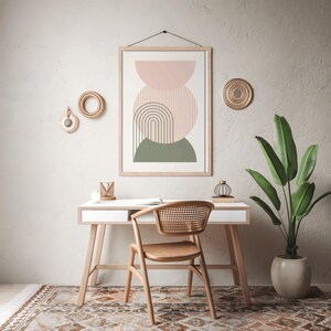 Boho Wall Art Set of 3 Blush Sage, Scandi Art, Boho Wall Decor, Blush ...