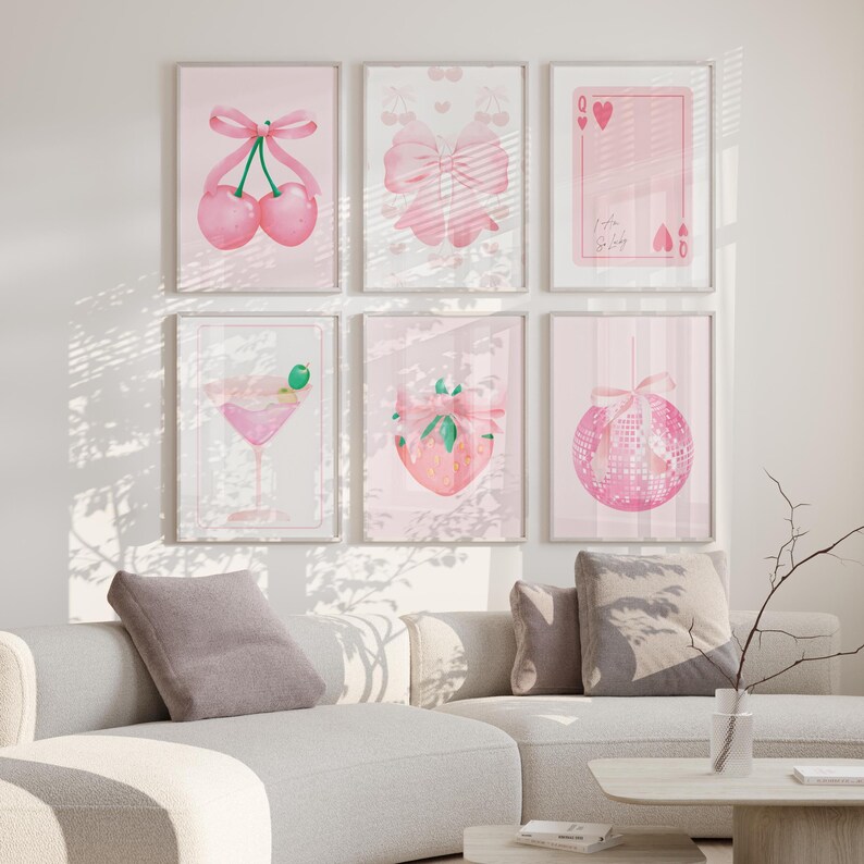 Love Shack Fancy Wall Art, Trendy Pink Bows Art, Printable Wall Art ...