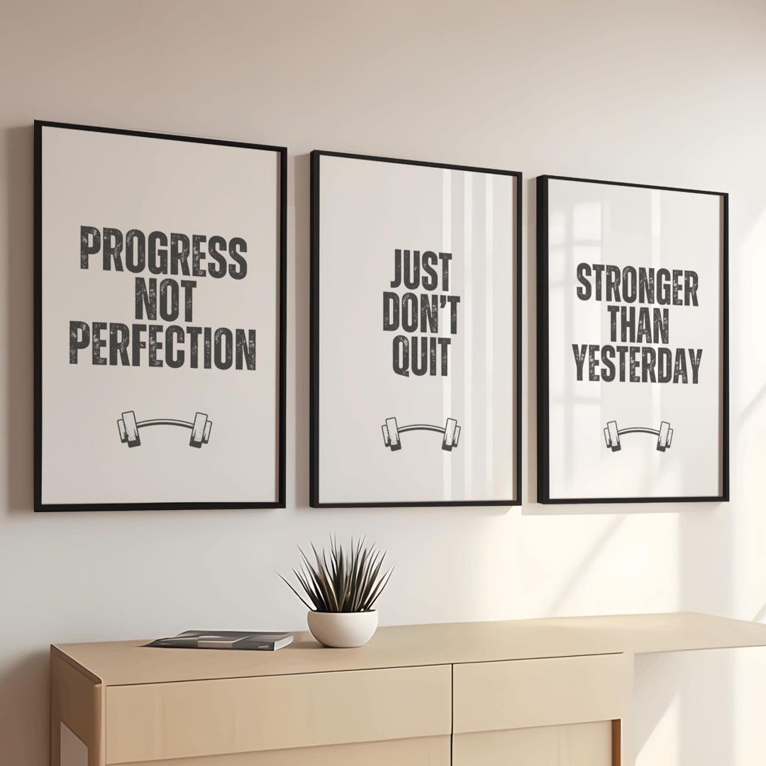 3 Piece Wall Art Gym, Home Gym Sign, Work Out Motivational Posters, Gym ...