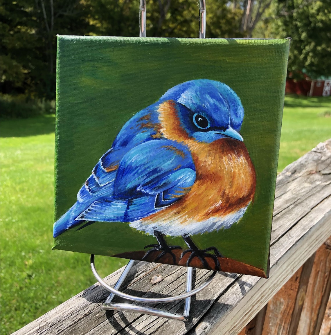 Eastern Bluebird Acrylic Painting on Canvas Wall Decor - Etsy