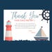 Nautical Thank You Card Navy Red Sailor Theme Printable Editable Canva ...