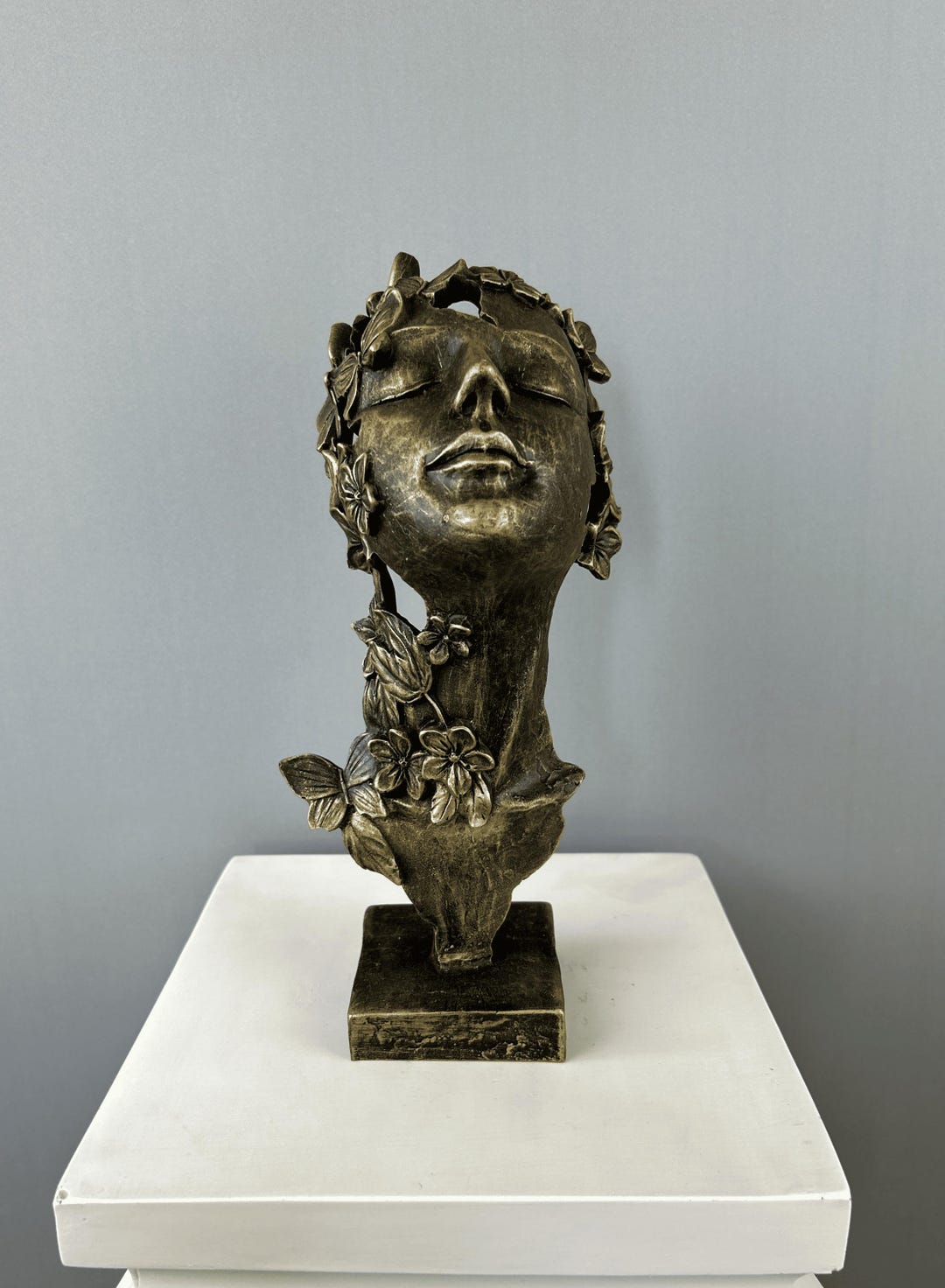 Flower Lady Bust Statue, 30 Cm - 11.8 In, Abstract Face Bust Sculpture ...