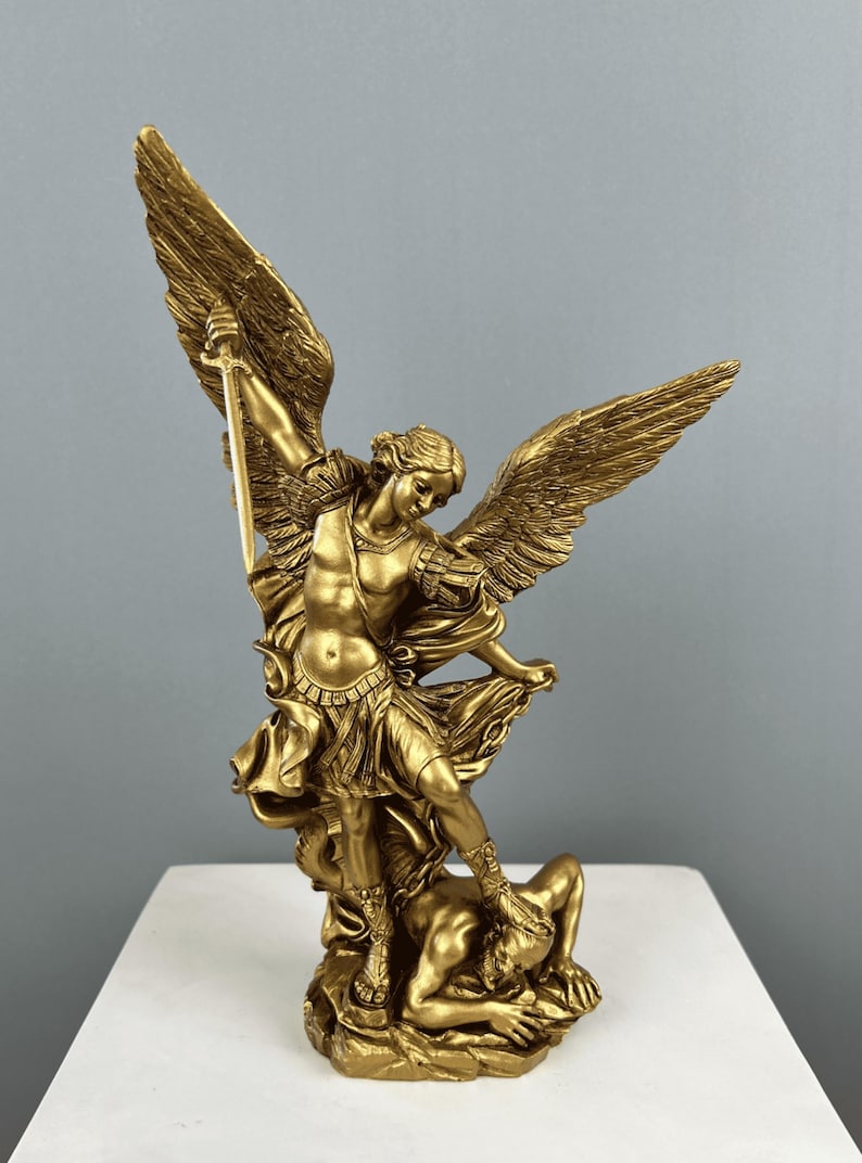 St. Michael Defeating Lucifer Statue, 29cm - 11.4 In, Archangel Bust ...