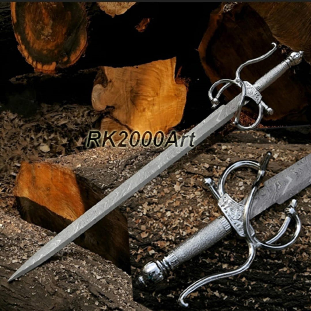 Handmade Damascus Steel Rapier Sword Legend of Zoro Sword Cosplay Sword ...