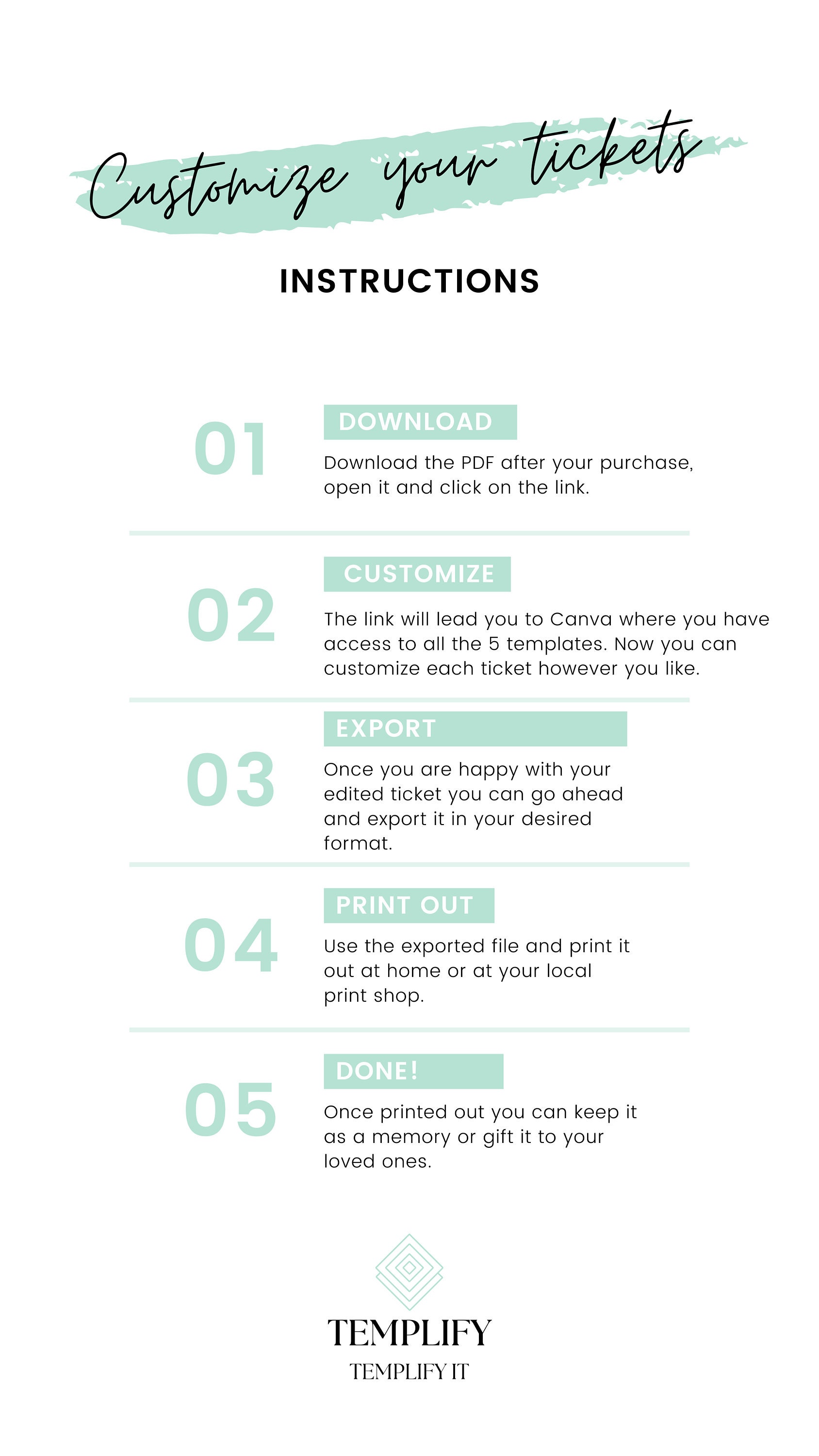 Digital Concert Ticket Templates. Editable on Canva. Fast & Easy ...