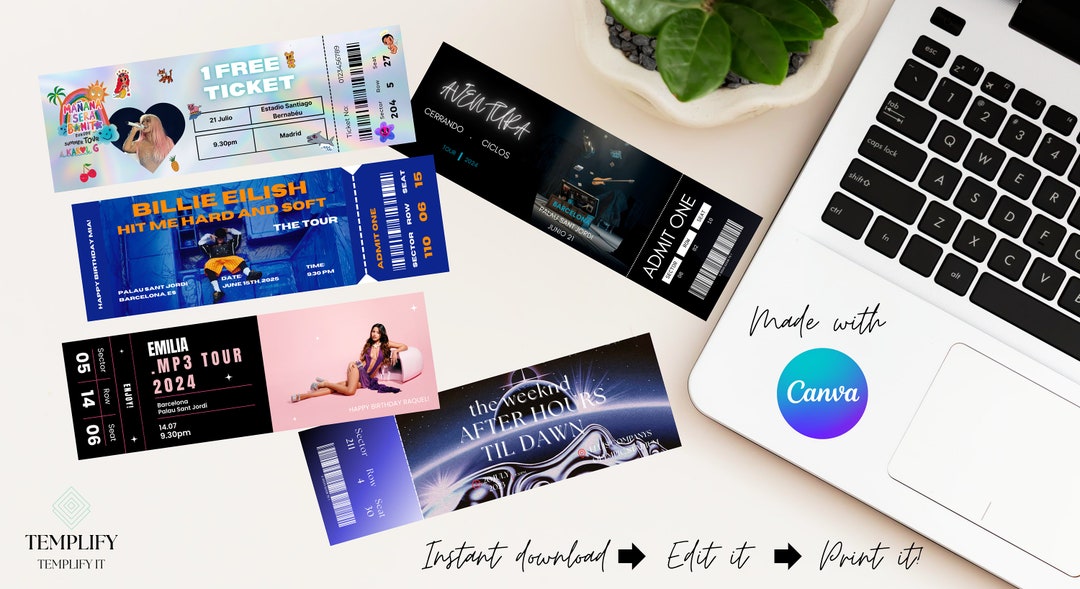 Digital Concert Ticket Templates. Editable on Canva. Fast & Easy ...