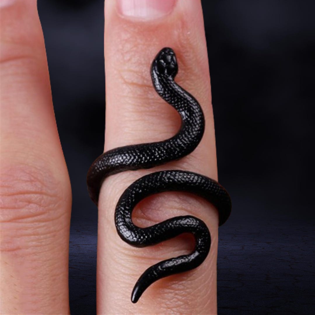 Black Snake Ring Adjustable Serpent Ring, Serpent Ring, Witchcraft ...