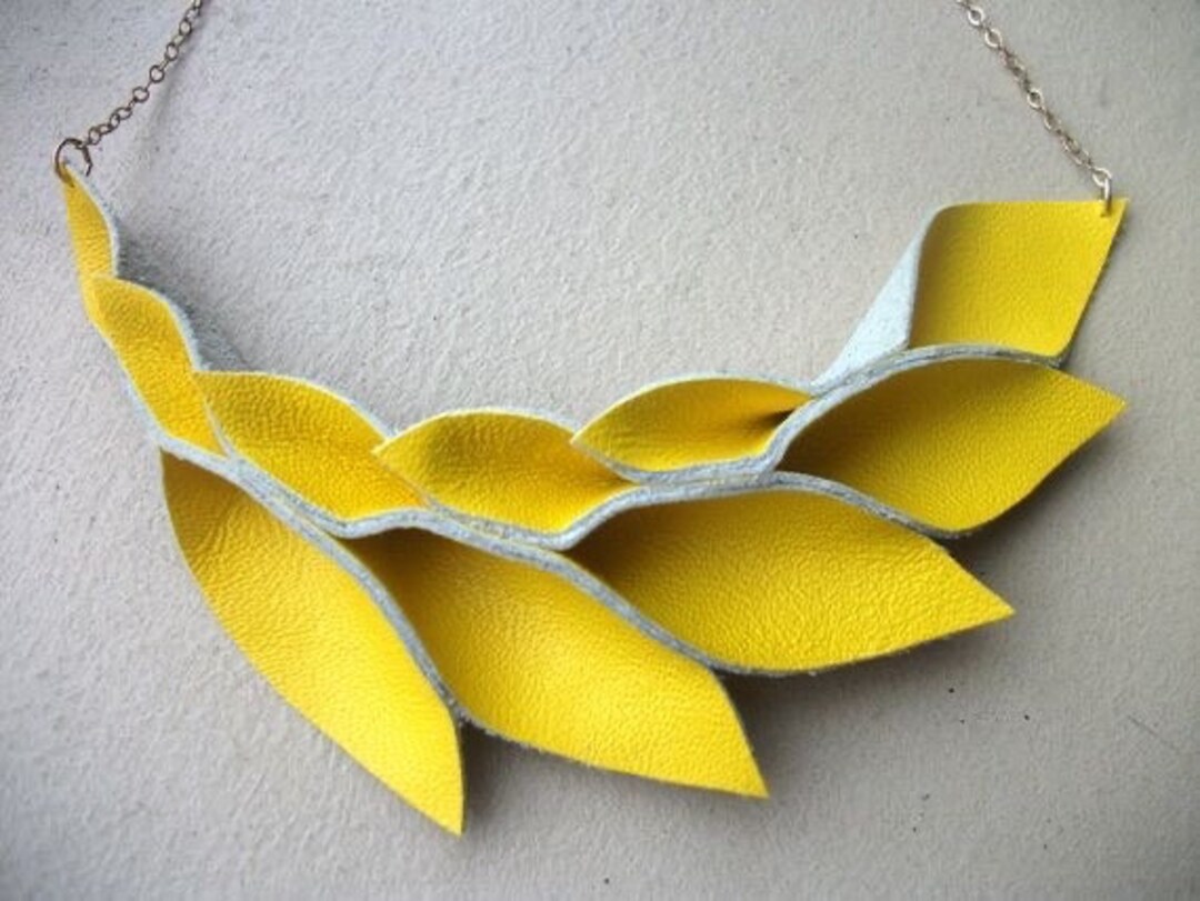 Petal Collection Yellow Leather Necklace - Etsy