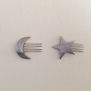 Metallic Gold Leather Moon and Star Hair Mini Combs - Etsy