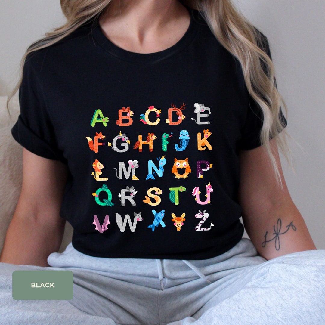 Alphabet Shirt, Animals Alphabet Shirt, Kindergarten Shirt, Kids shirt ...