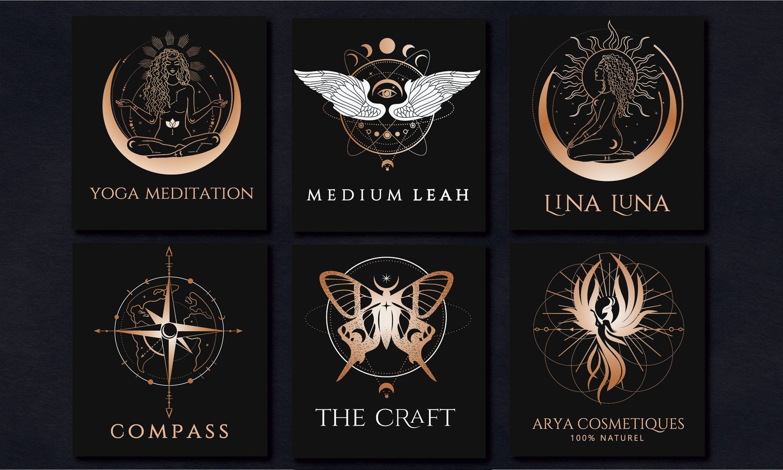 Custom Logo Design, Mystical, Esoteric Moon Logo, Solar Logo, Sacred ...
