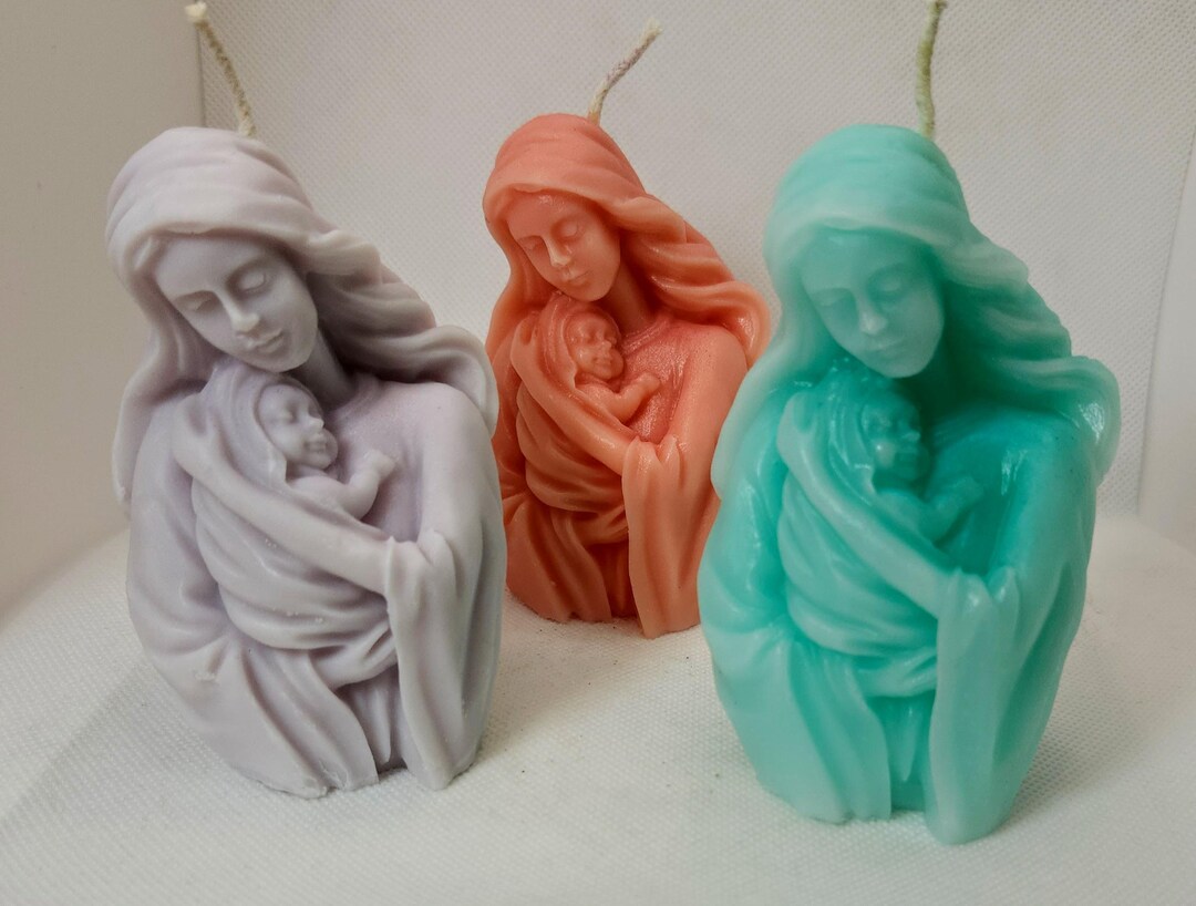 Mother Holding Baby Pillar Candle - Etsy