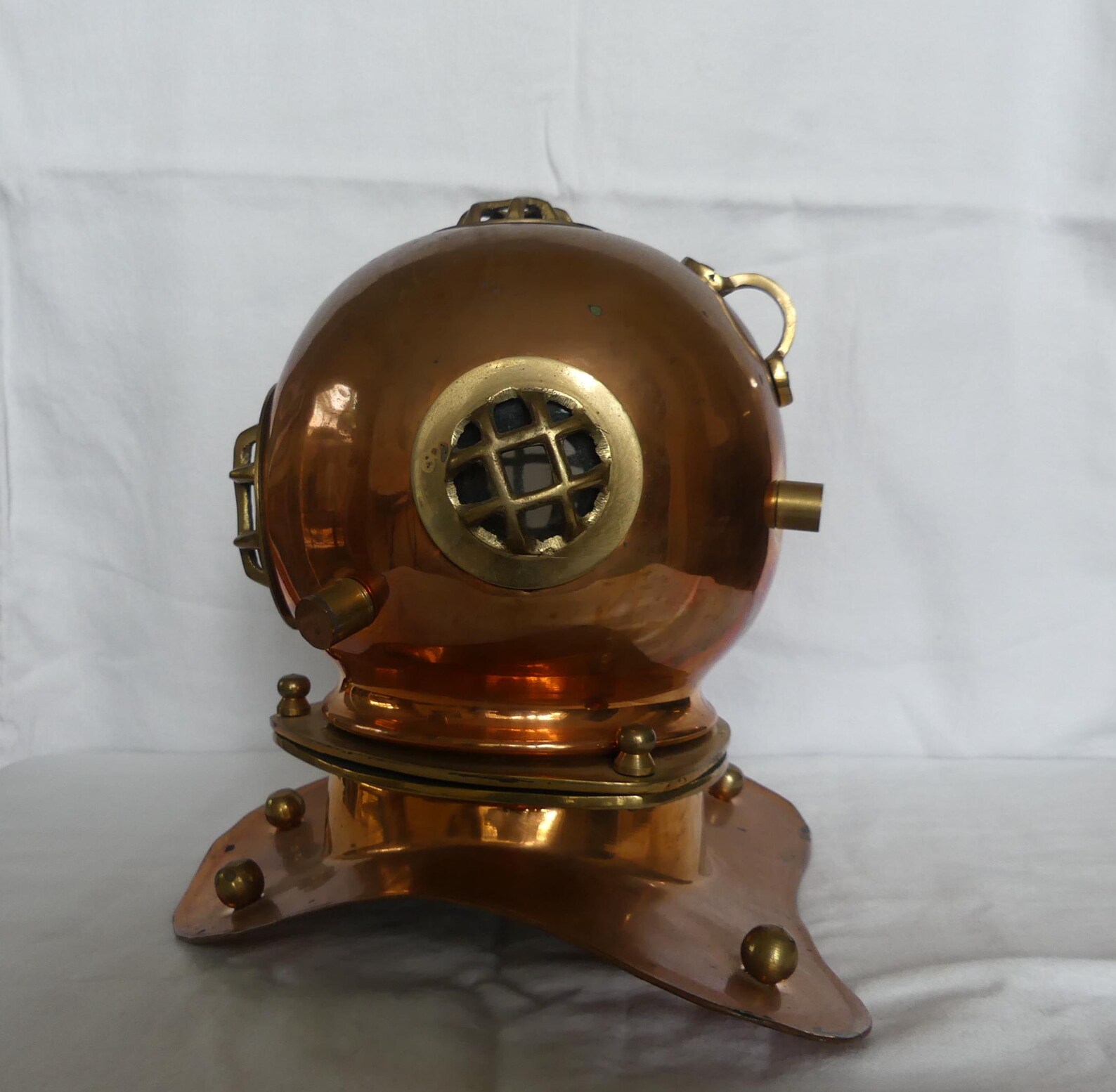 VINTAGE Copper With Brass Maritime Scuba Diving Helmet Statue Nautical ...