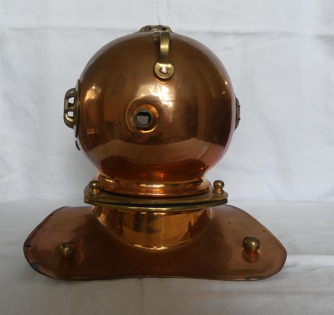 VINTAGE Copper With Brass Maritime Scuba Diving Helmet Statue Nautical ...