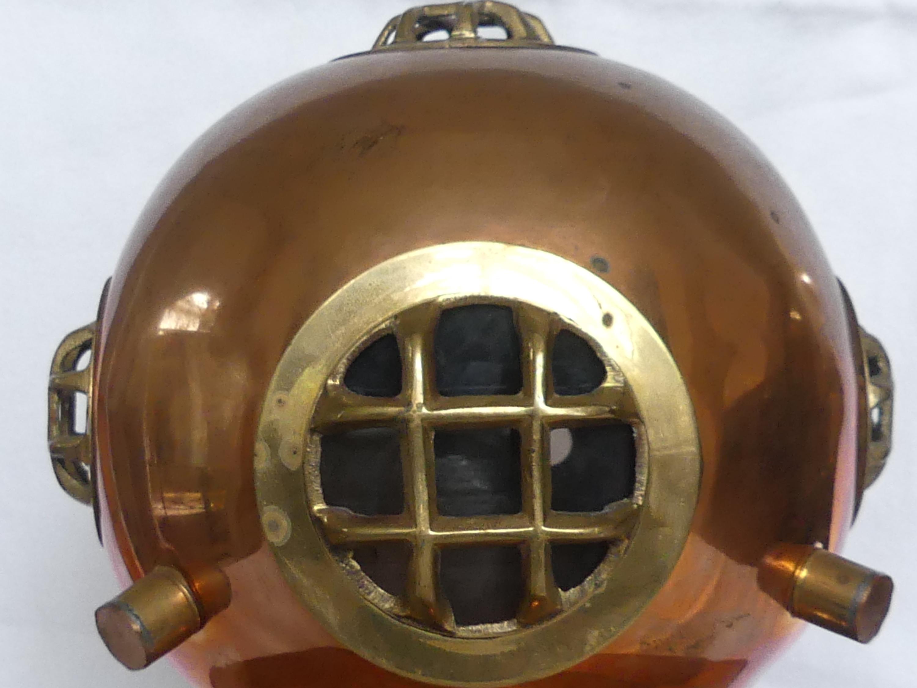 VINTAGE Copper With Brass Maritime Scuba Diving Helmet Statue Nautical ...