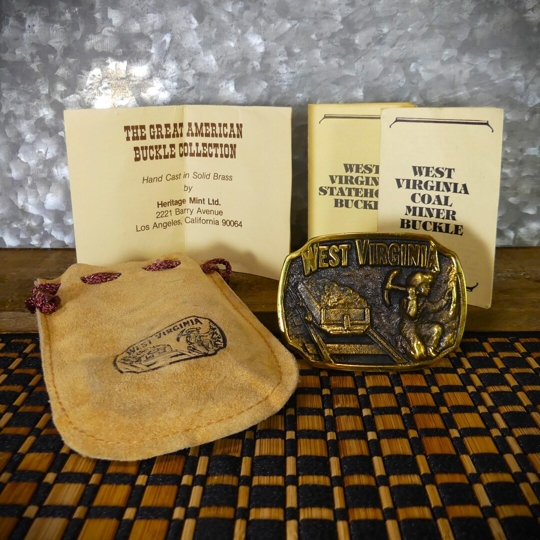 West Virginia Coal Miner Hand Cast in Solid Brass Belt Buckle, the ...