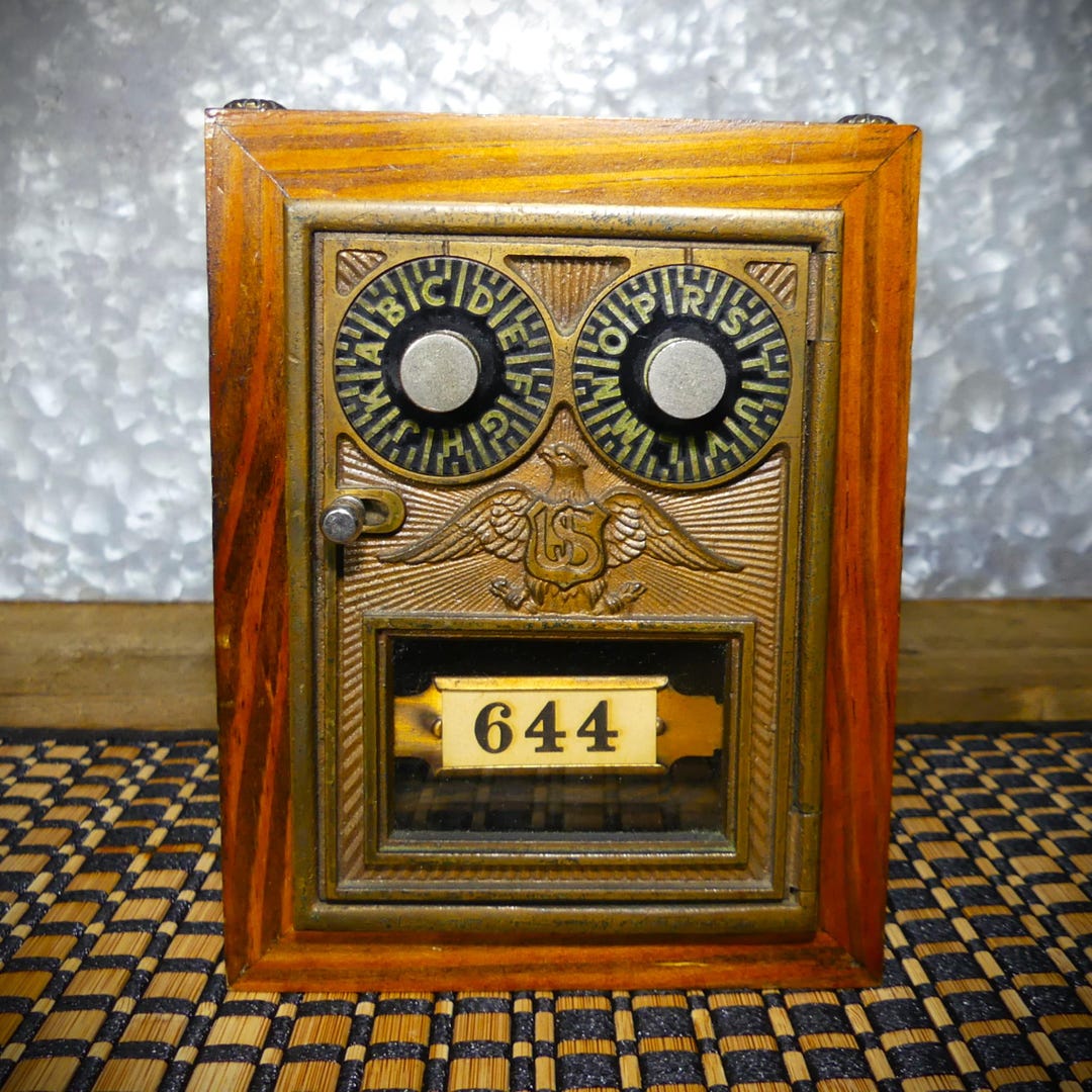 Brass-tone 1900s Antique Post Office Box Door Bank With Corbin Dual ...