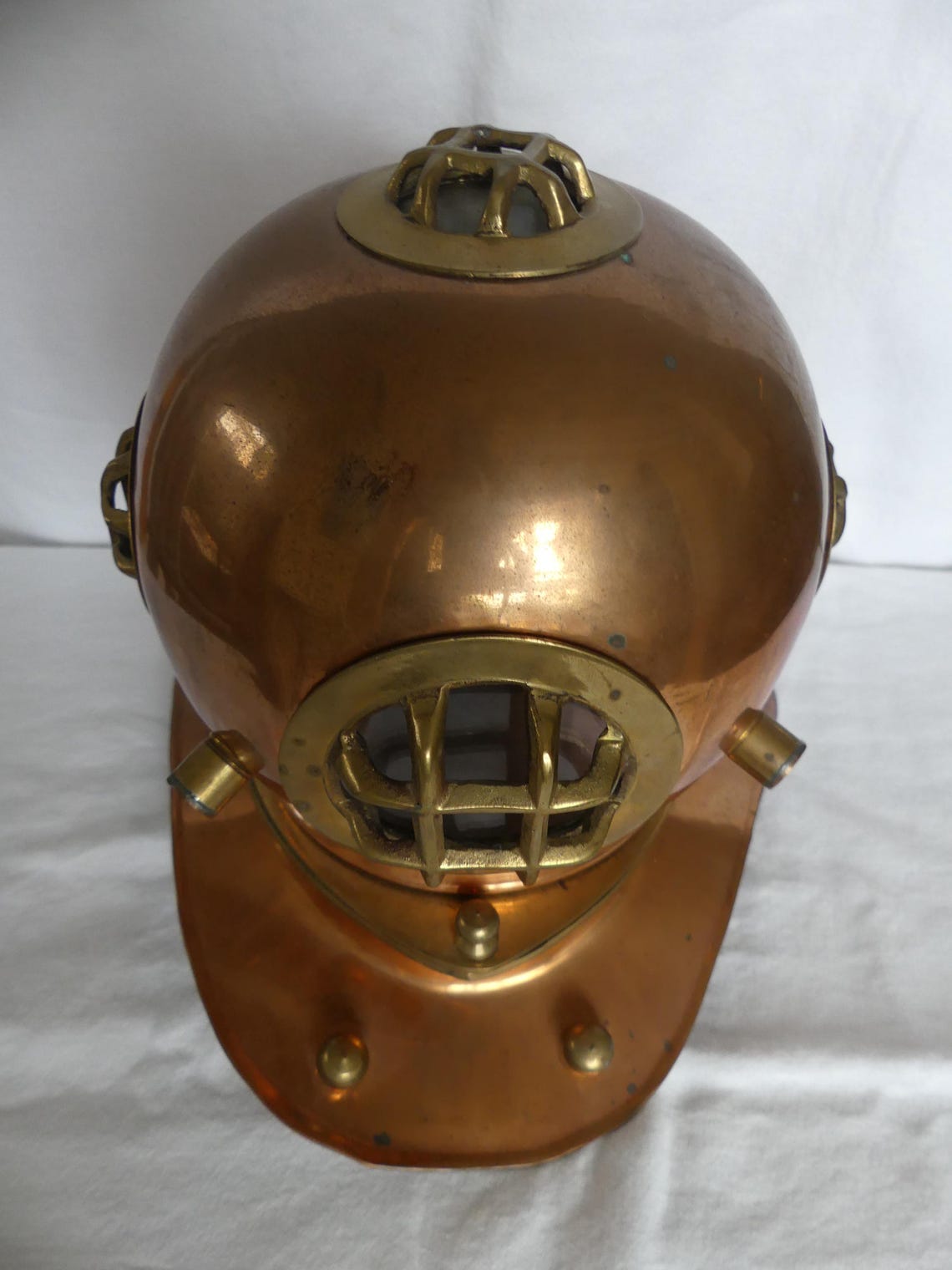 VINTAGE Copper With Brass Maritime Scuba Diving Helmet Statue Nautical ...