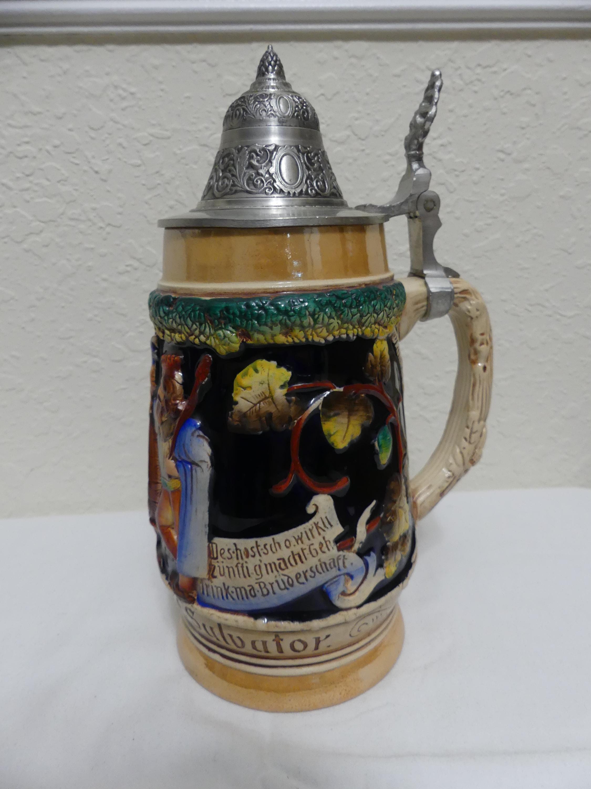 Vintage King Gambrinus and St. Salvator German Lidded Beer Stein - Etsy