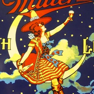 Miller High Life Girl on the Moon, Vintage Porcelain Enameled Metal ...